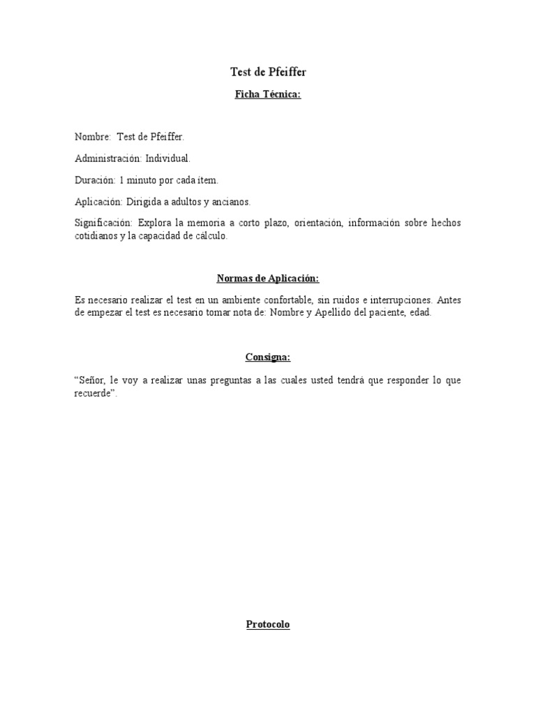 Test de Pfeiffer | PDF | Science | Ciencia y Tecnología