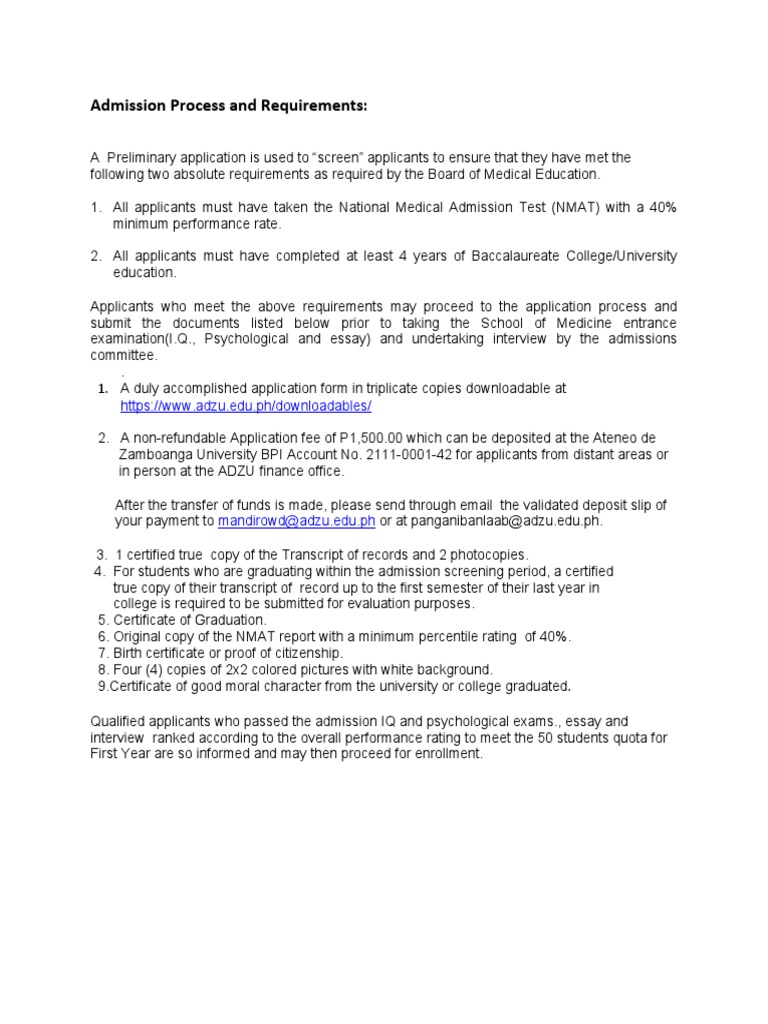 Admission Process and Requirements | PDF | Business
