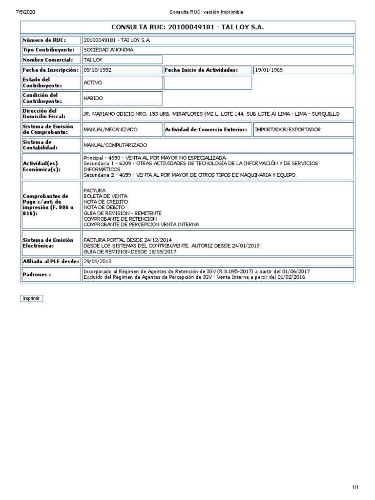 Tailoy RUC PDF | PDF