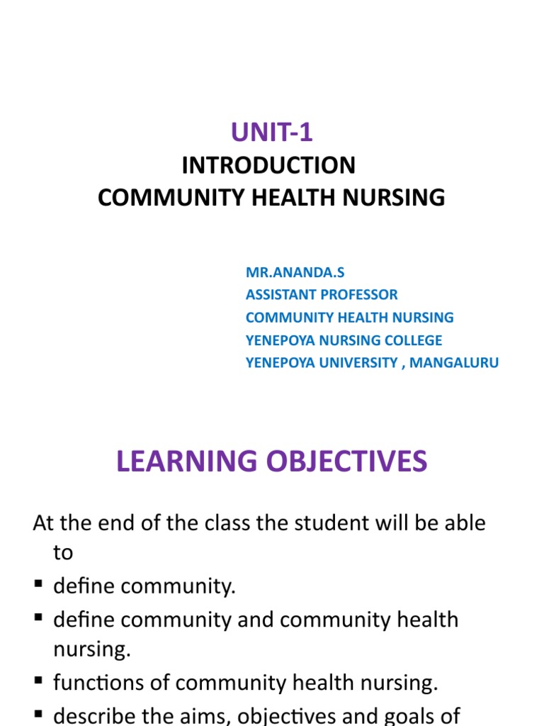 Aims and Objectives of Community Health Nursing | PDF | Nursing ...