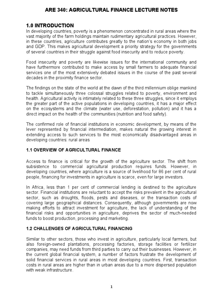 AGRICULTURAL FINANCE Class Notes 1 | PDF | Cash Flow Statement | Equity ...