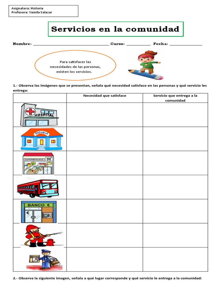 Guía Servicios en La Comunidad 2° Basico | PDF | Science | Ciencia y Tecnología