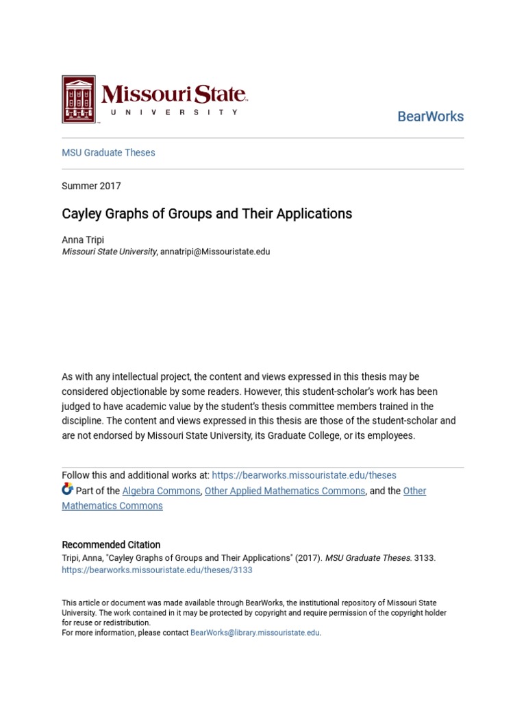 Cayley Graphs of Groups and Their Applications | PDF | Group ...