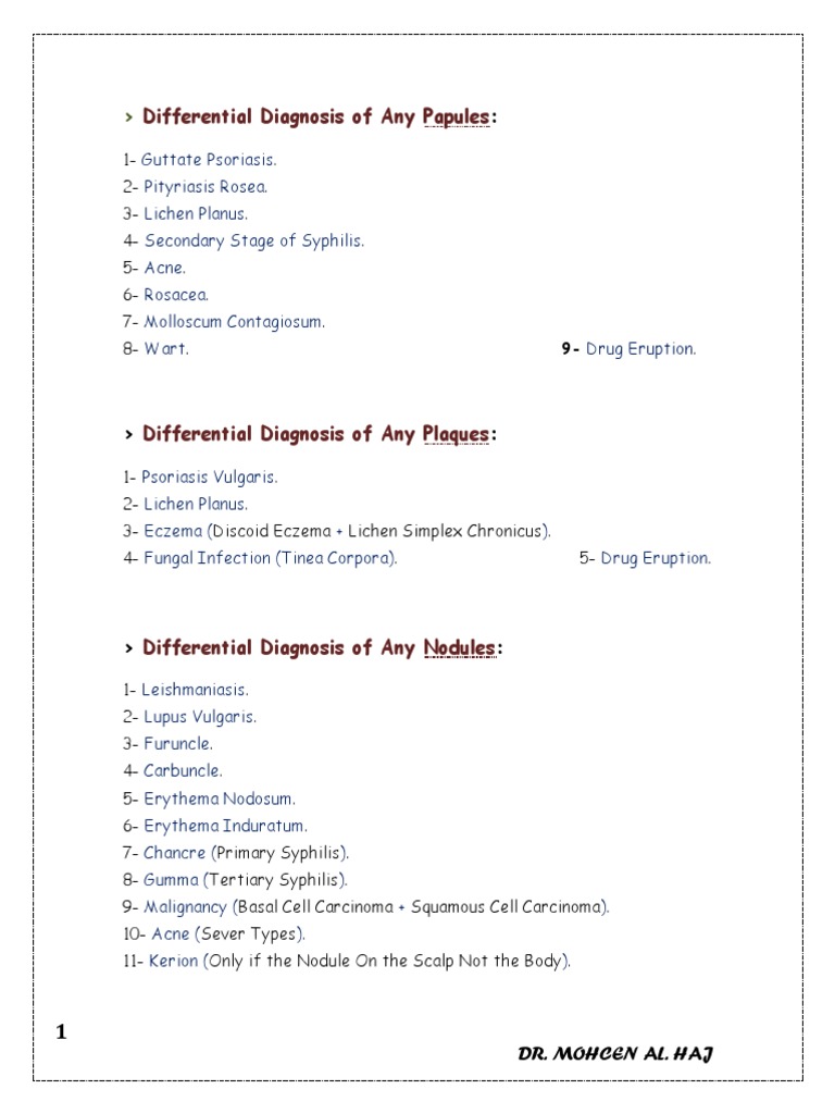 5 - Differential Diagnosis of Dermatology | PDF | Dermatitis | Psoriasis