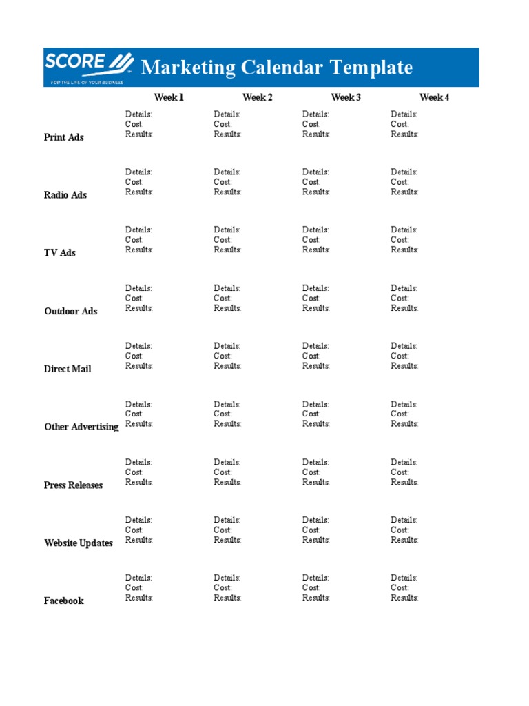 Marketing Calendar Template | PDF | Media Manipulation | Business