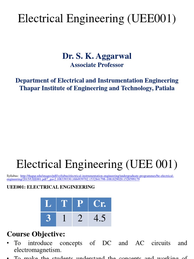 Electrical Engineering (UEE001) : Dr. S. K. Aggarwal | PDF | Electrical Network | Network ...