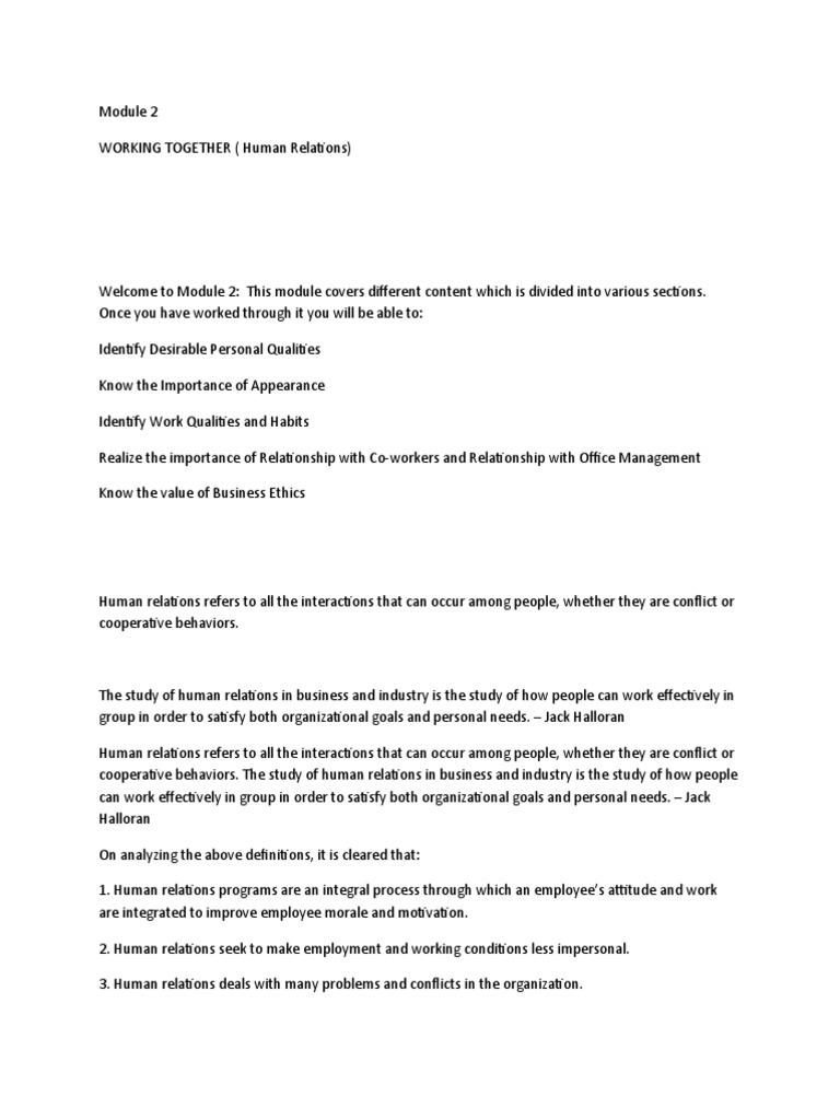 Human Relations & Work Qualities | PDF | Career & Growth | Self-Improvement