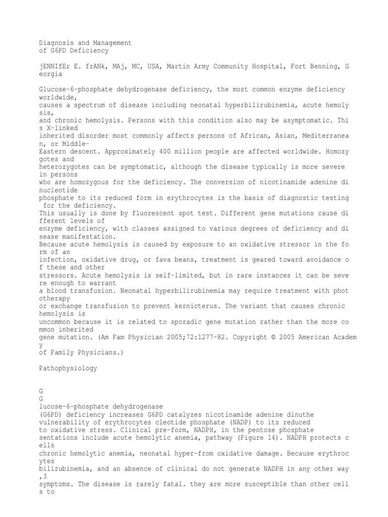 G6PD Deficiency | PDF | Medical Specialties | Clinical Medicine