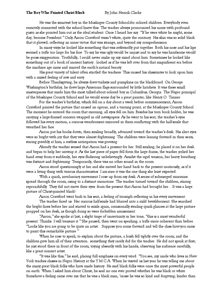 The Boy Who Painted Christ Black JHC | PDF