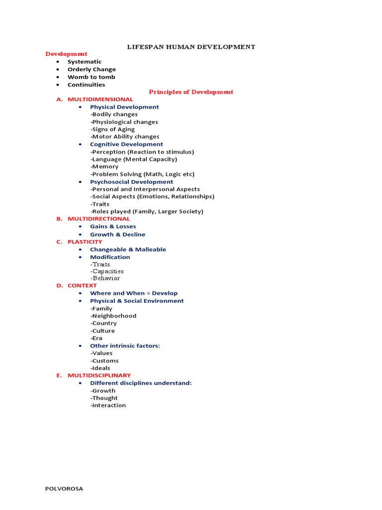 Lifespan Human Development Overview | PDF | Developmental Psychology ...