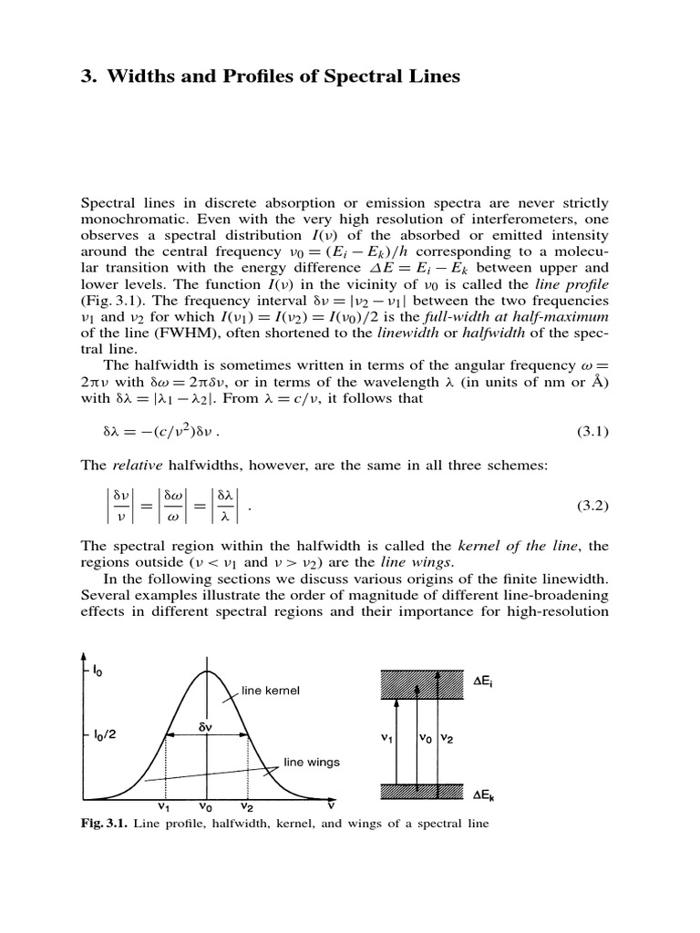 Widths and Profiles of Spectral Lines | PDF | Spectral Line | Spectroscopy