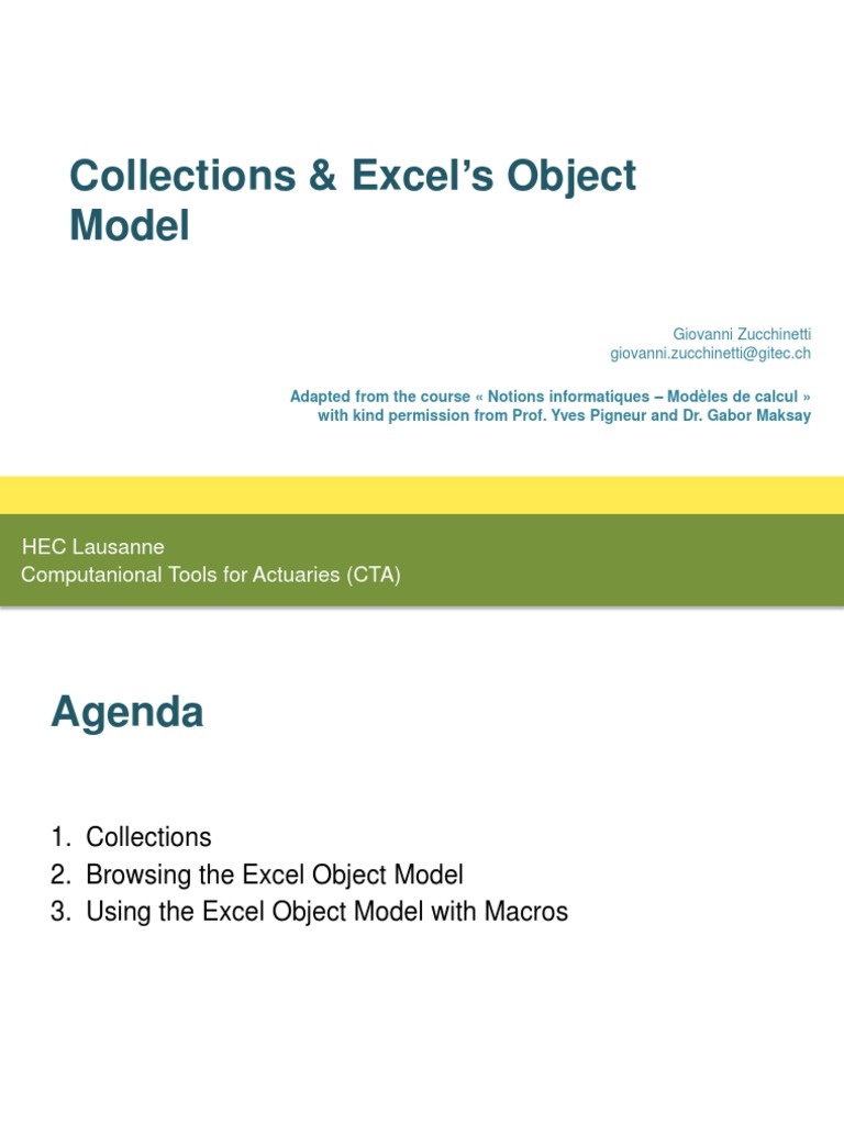 CTA - 11 Collections Excel Object Model.16 | PDF | Visual Basic For ...