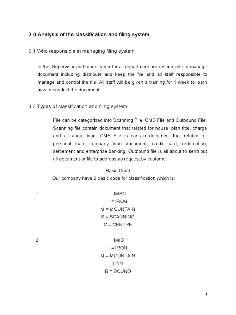 3.0 Analysis of The Classification and Filing System | PDF | Computing ...