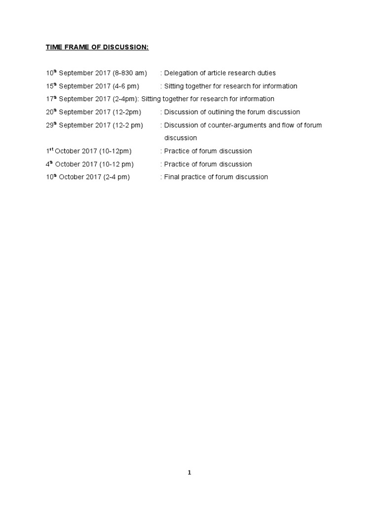 Elc501 Sample Format For Timeframe Discussion, Forum Discussion Outline ...