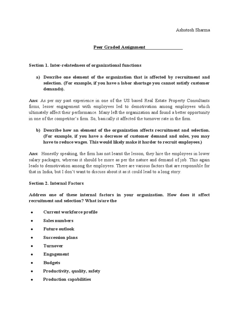 Peer Graded Assignment - Ashutosh Sharma | PDF | Recruitment | Employment