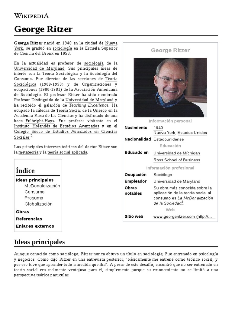 George Ritzer | PDF | Sociología | Science