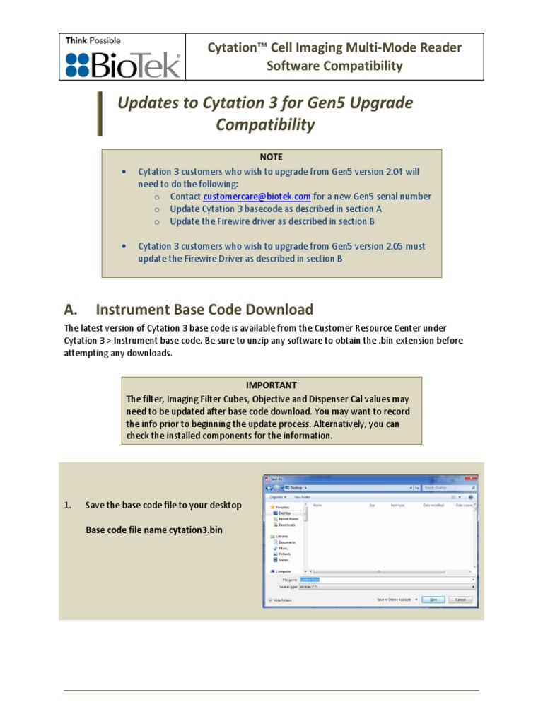 Updates To Cytation 3 For Gen5 Upgrade Compatibility: A. Instrument ...
