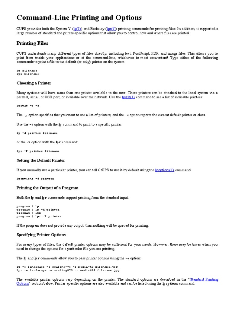 Linha de Comando Cups | PDF | Printer (Computing) | Image Resolution