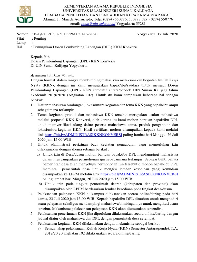 Surat Penunjukan DPL Konversi | PDF