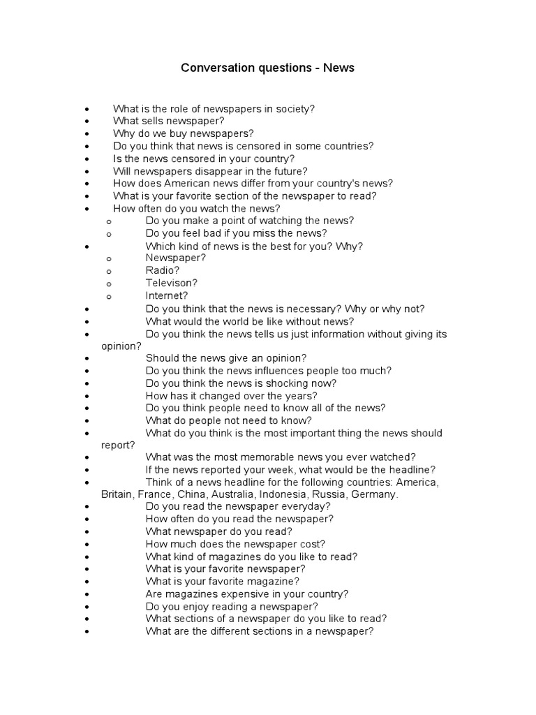 Conversation Questions | PDF | News | Newspapers