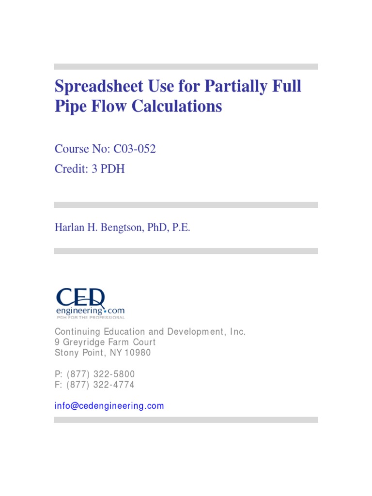 Excel for Partially Full Pipe Flow | PDF | Reynolds Number | Fluid Dynamics