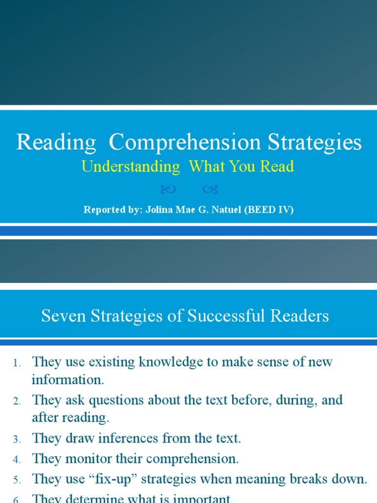 Reading Comprehension Strategies | PDF | Reading Comprehension ...