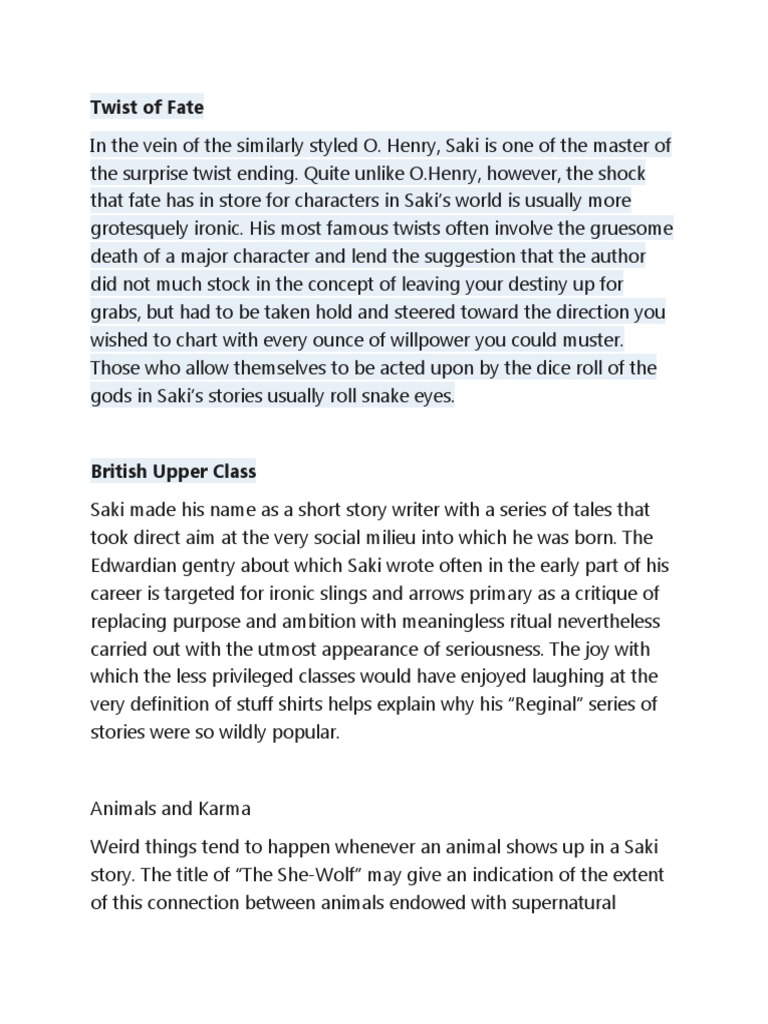 Gabriel Ernest Notes (Litcharts) | PDF | Saki | Karma