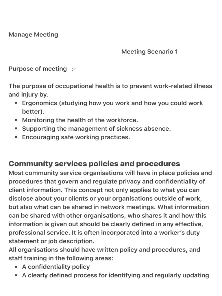 Community Services Policies and Procedures | PDF | Occupational Safety ...