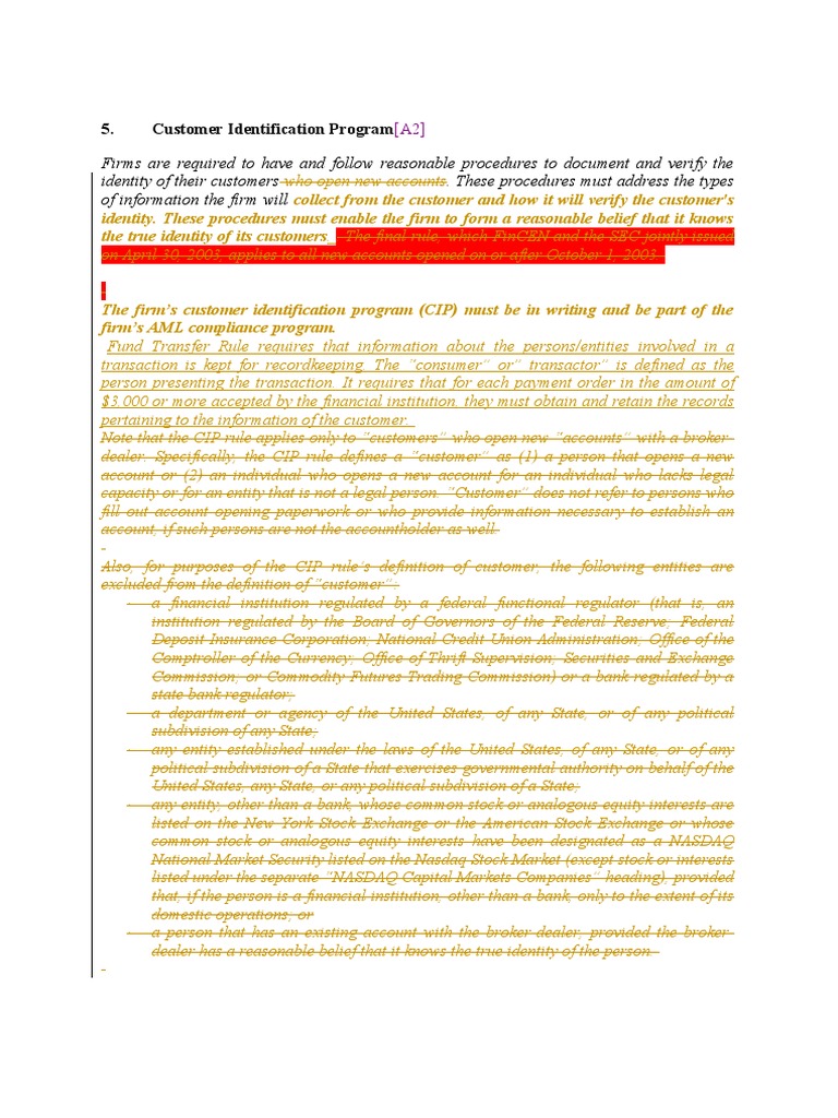 Verify customer identities and comply with CIP rules | PDF | Money ...
