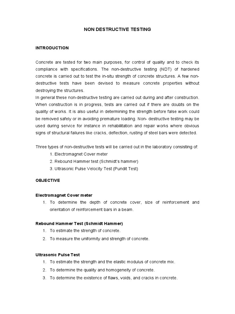 Non Destructive Testing | PDF | Concrete | Ultrasound