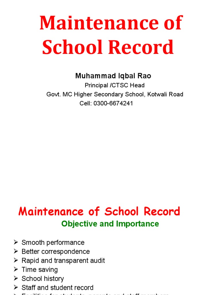 Maintenance of School Records Overview | PDF | Schools | Receipt