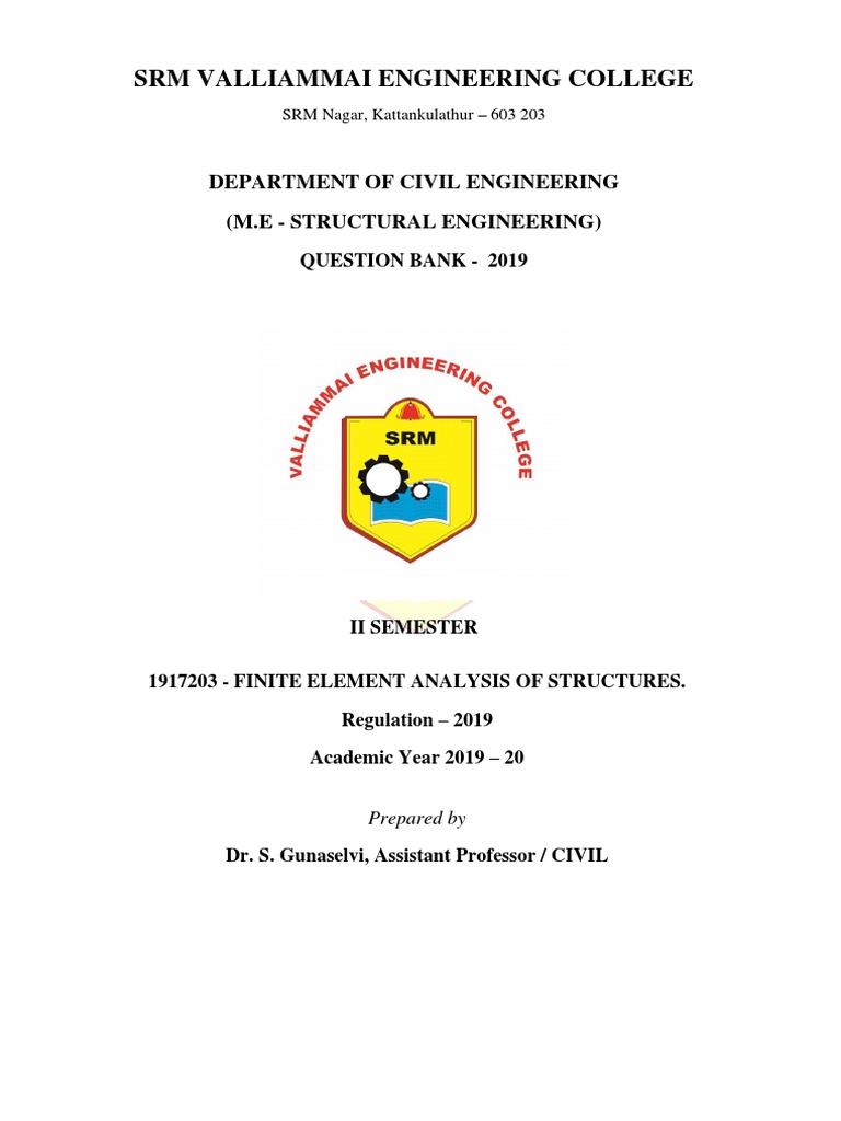 SRM Valliammai Engineering College: Department of Civil Engineering (M.E - Structural ...