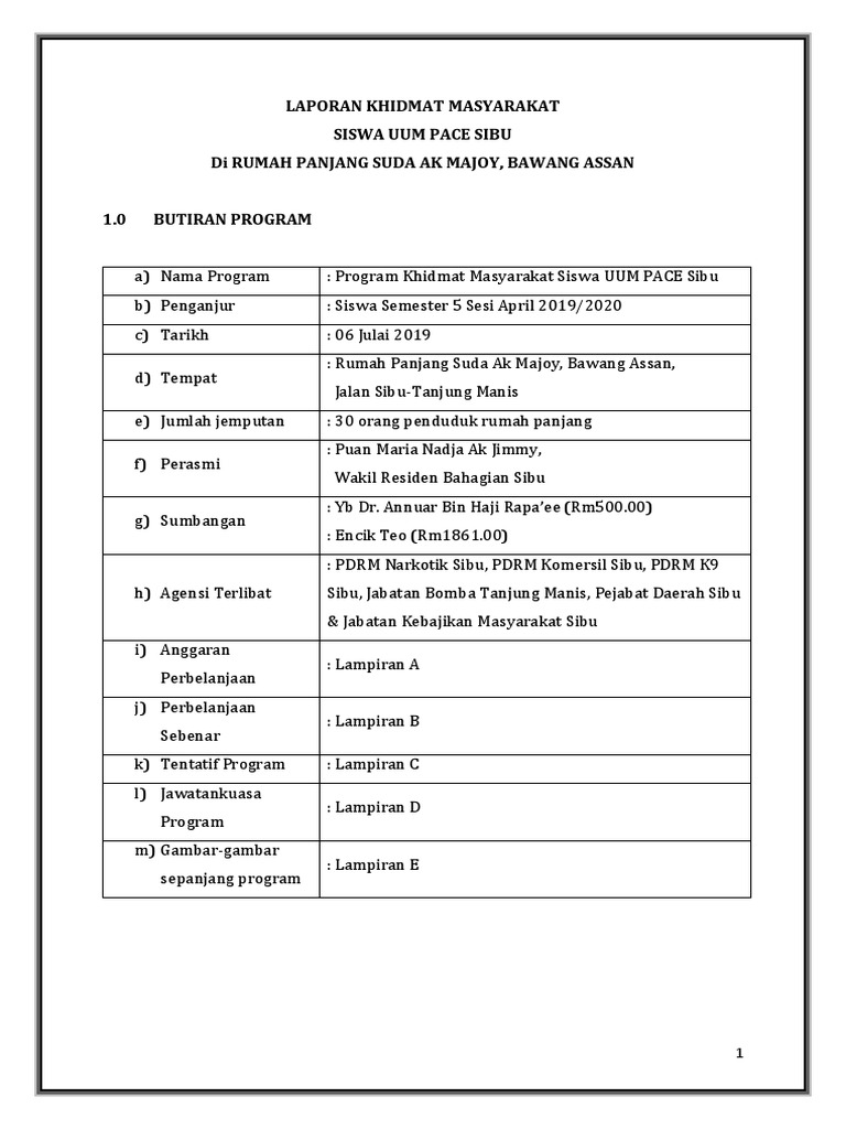 Laporan Khidmat Masyarakat PDF | PDF