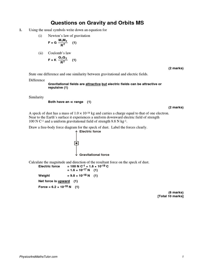 Gravity & Orbits MS | PDF | Electric Field | Gravity
