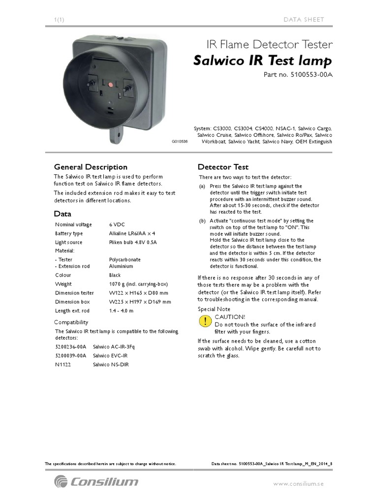 Salwico IR Test Lamp: IR Flame Detector Tester | PDF | Equipment | Nature
