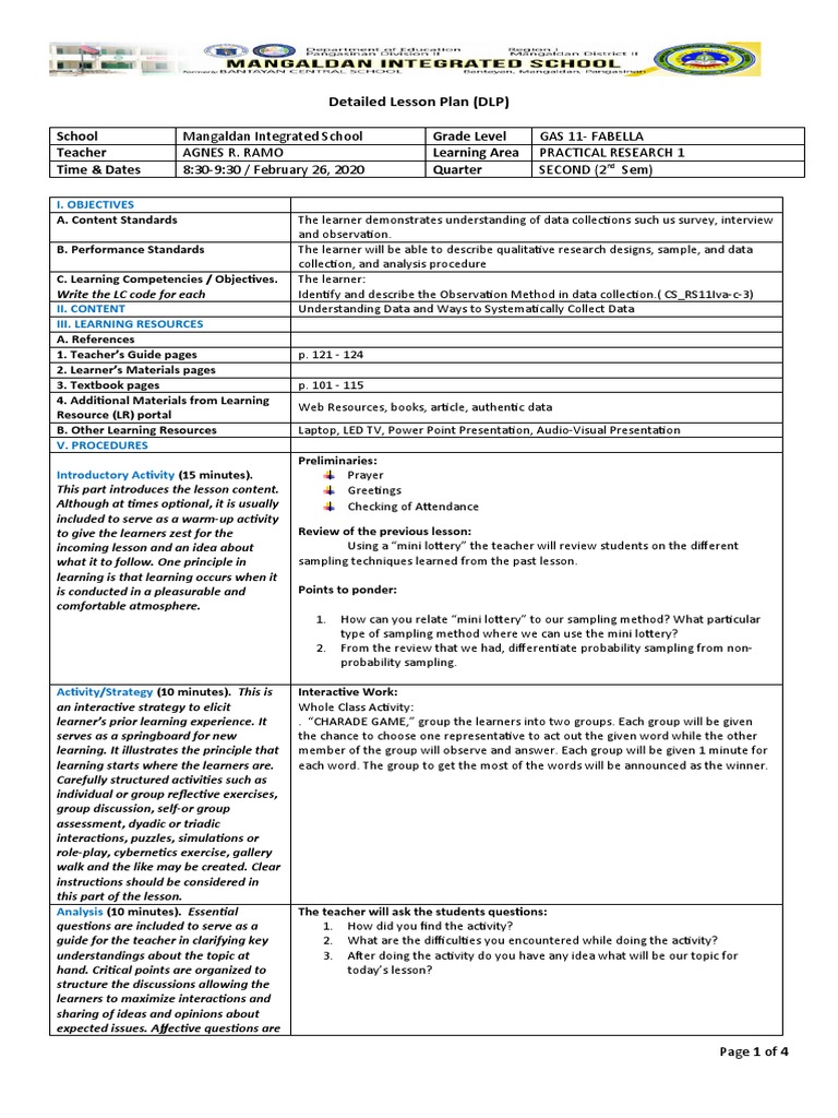 Detailed Lesson Plan (DLP) | PDF | Educational Assessment | Learning