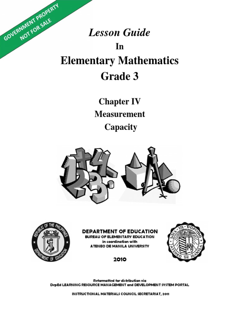 LESSON GUIDE - Gr. 3 Chapter IV - Measurement - Capacity v1.0 | PDF ...