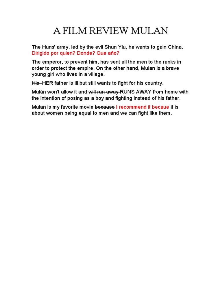 Mulan Film Review: Empowering Women | PDF