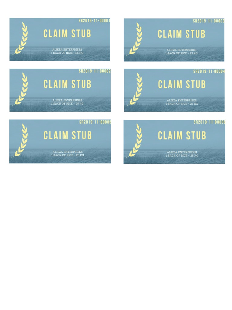 Claim Stub | PDF