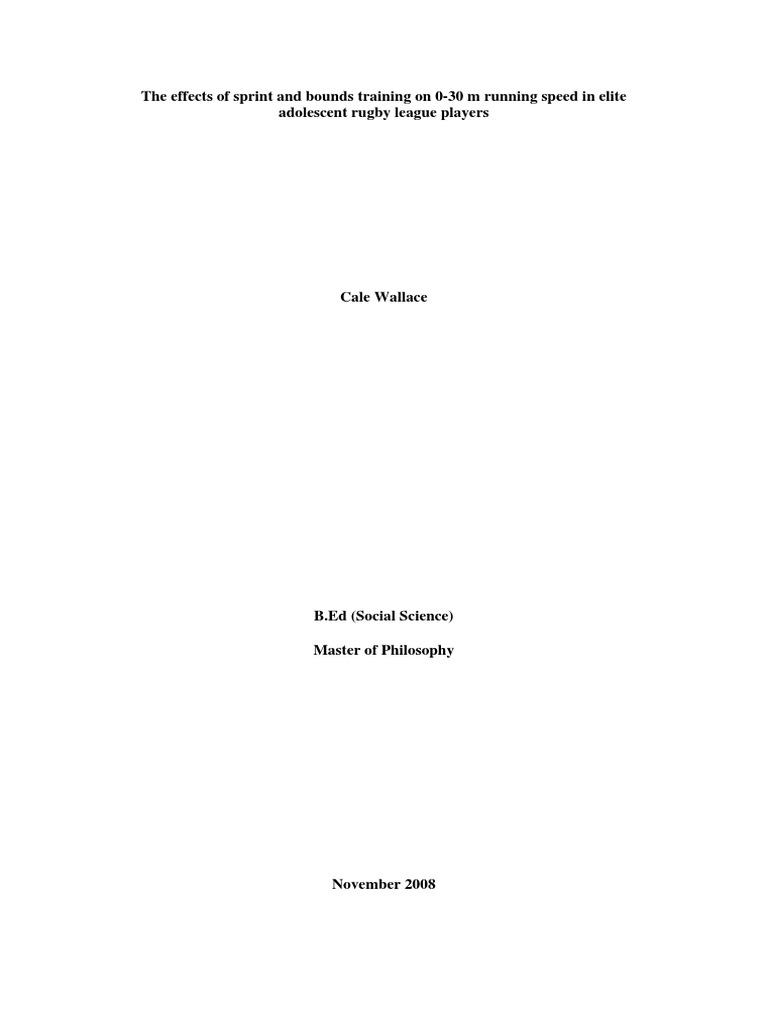 The Effects of Sprint and Bounds Training On 0-30 M Running Speed PDF ...