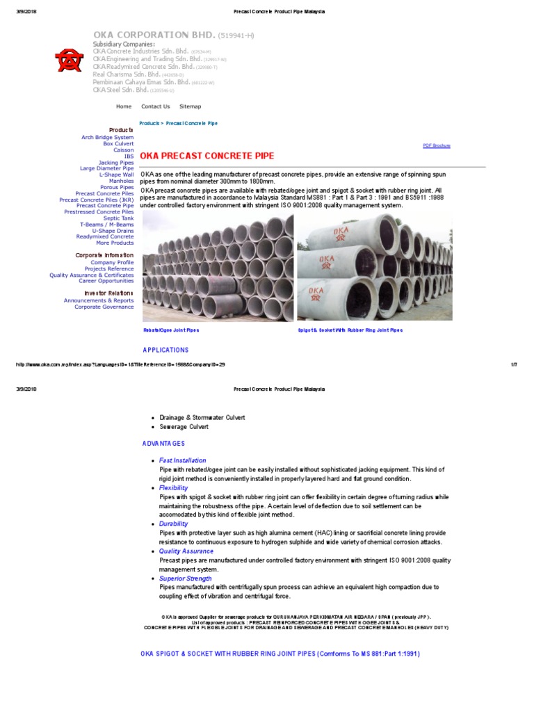 Precast Concrete Product Pipe Malaysia | PDF | Precast Concrete | Pipe ...