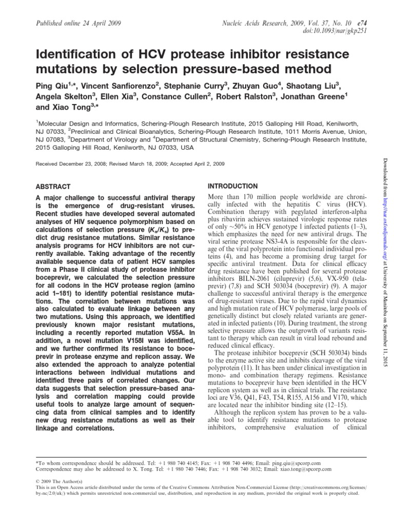 Identification of HCV Protease Inhibitor Resistance Mutations by ...