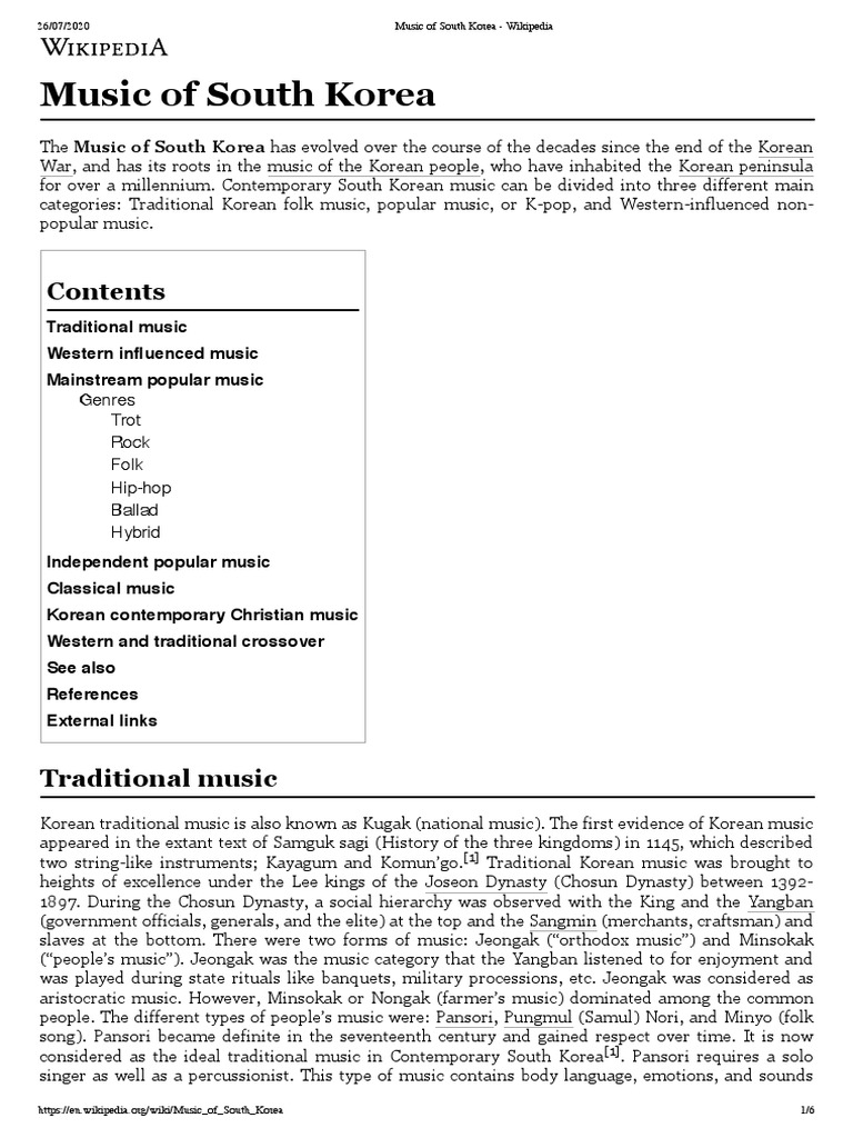 Music of South Korea | Download Free PDF | Performing Arts | Entertainment