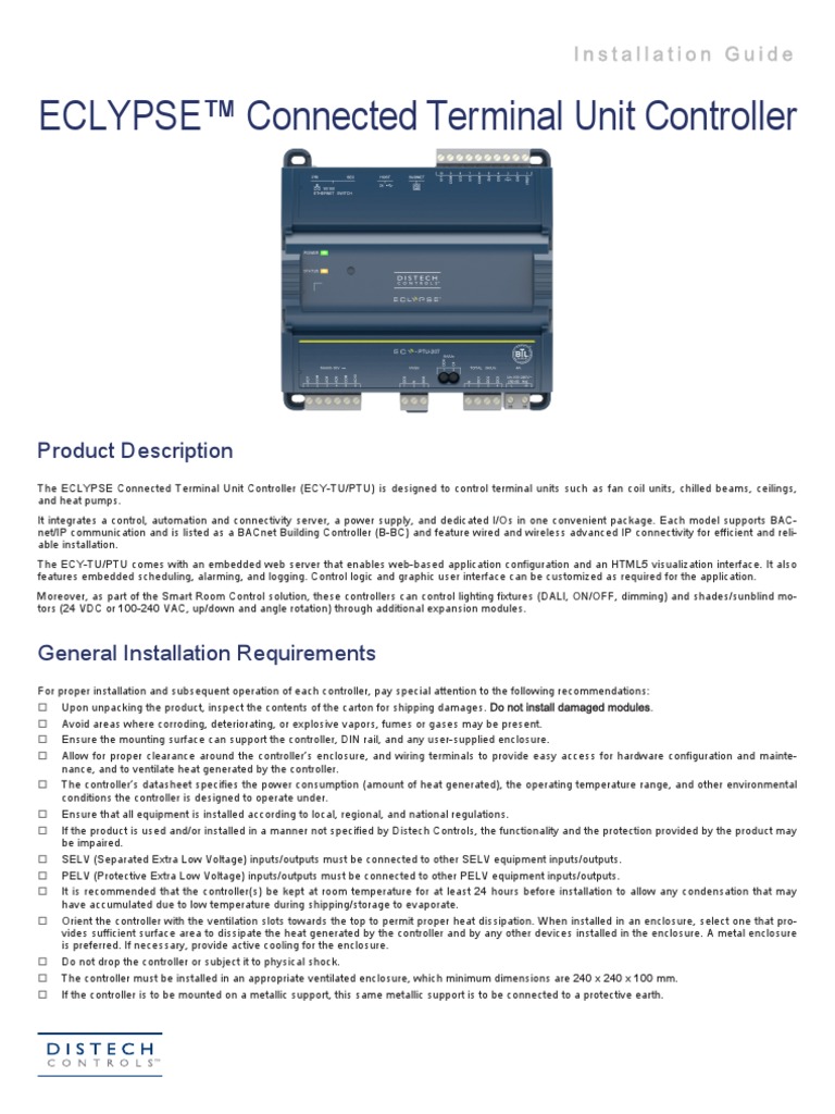ECLYPSE™ Connected Terminal Unit Controller: Product Description | PDF ...