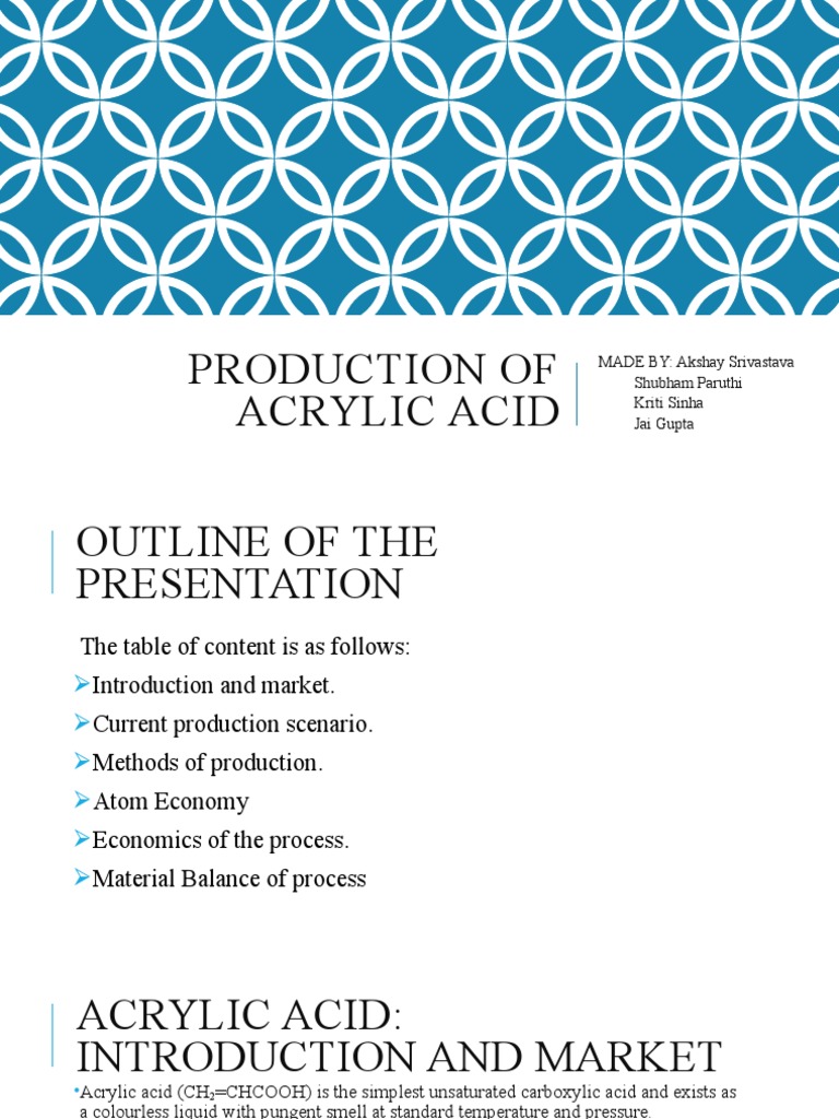 Production of Acrylic Acid | PDF | Catalysis | Chemical Reactions