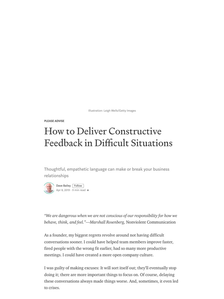 How To Deliver Constructive Feedback in Difficult Situations PDF | PDF | Anger | Empathy