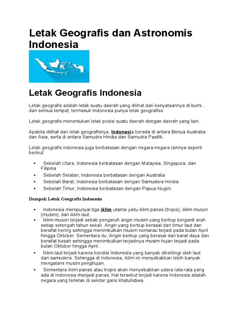 Letak Geografis Dan Astronomis Indonesia | PDF