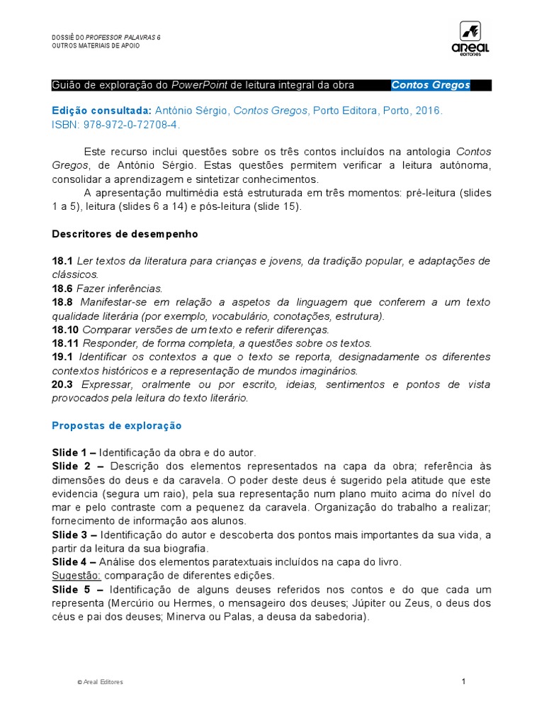 Contos Gregos Guiao | PDF | Mitologia grega | Contos