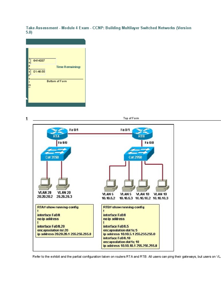 CCNP Module 4 Test-Building Multilayer Switched Networks | PDF ...