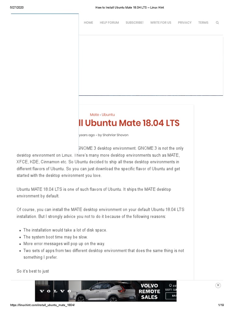 How To Install Ubuntu Mate 18.04 LTS - Linux Hint | PDF | Desktop ...